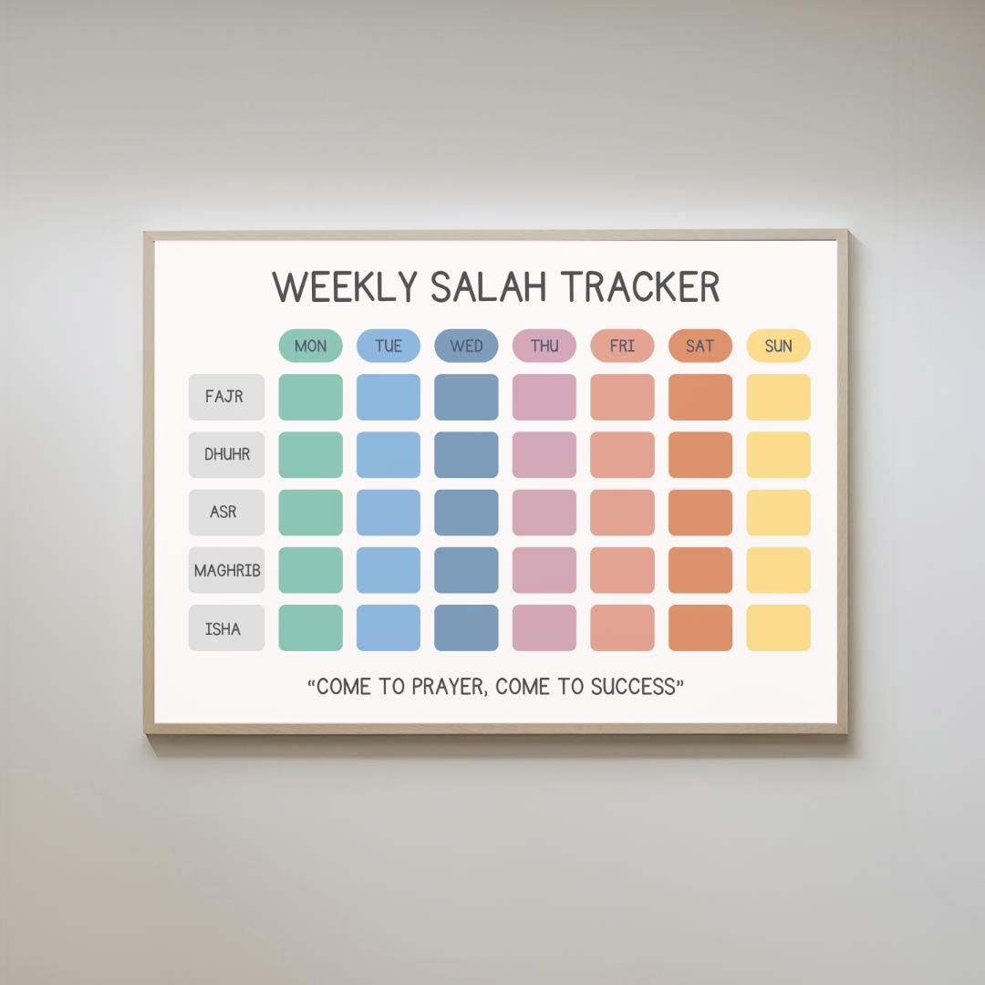 Weekly Salah Tracker Printable Islamic Prayer Planner Islamic Wall Art ...