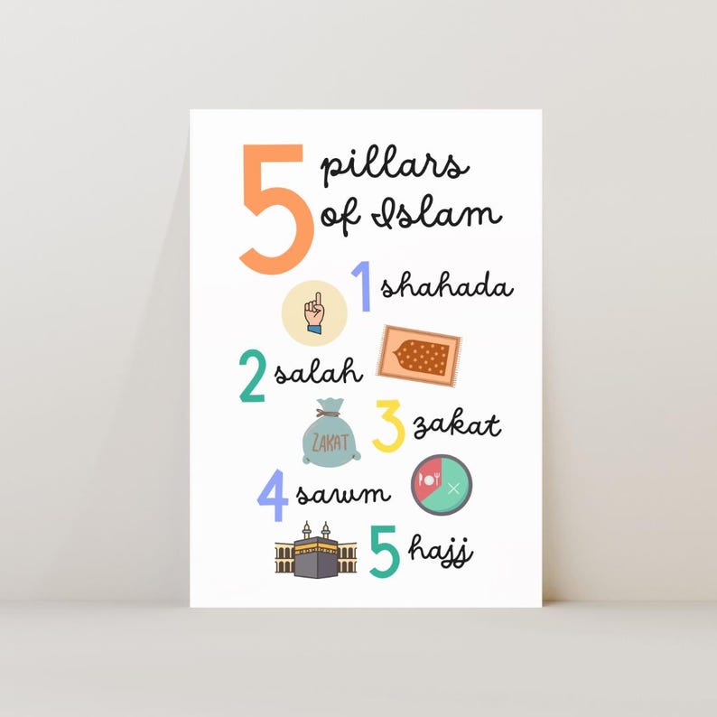 5 Pillars of Islam Educational Poster for Kids | Muslim Digital ...