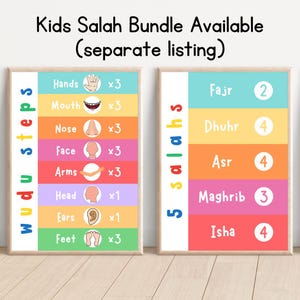 Colorful 5 Salahs and Rakats Kids Educational Digital Printable | Fun ...