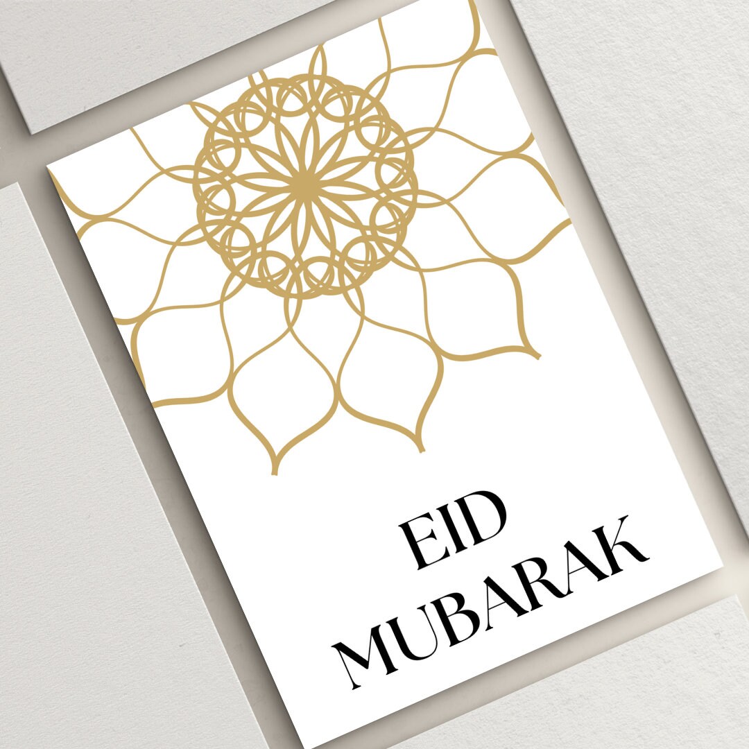 Eid Mubarak Cards Printable, Set of 6, 6x4 in Minimalist Eid Cards ...