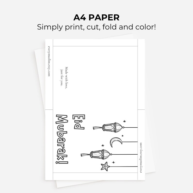 Eid Coloring Cards for Kids Eid Card Printable, DIY Eid Mubarak Card ...