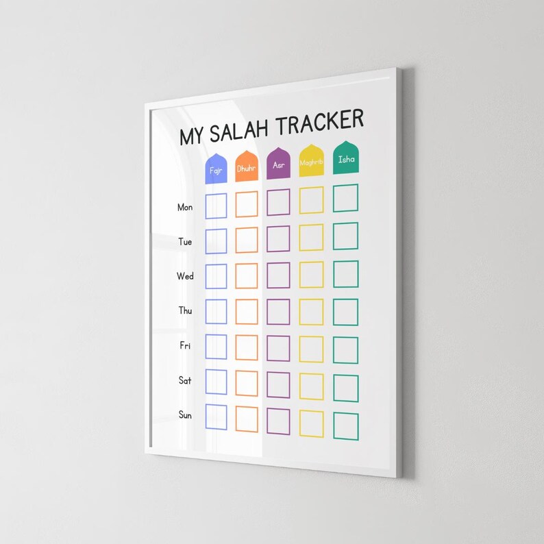 Salah Tracker Islamic Kids Printable Weekly Prayer Tracker Muslim ...