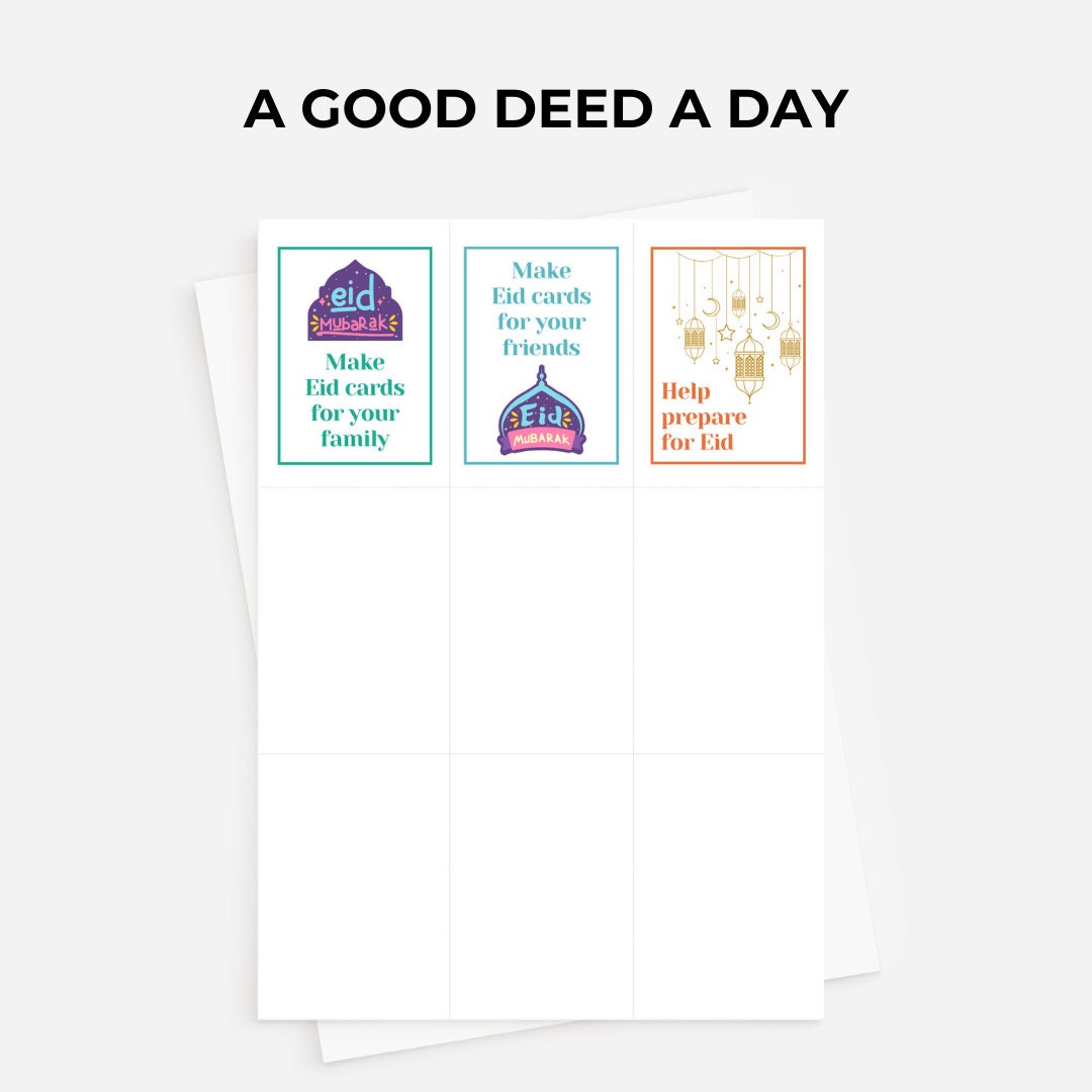 Ramadan Good Deed Cards for Kids Printable Islamic Activity 30 Daily ...