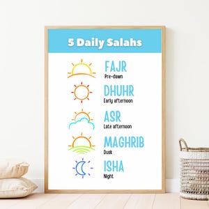 5 Daily Salahs and 5 Pillars of Islam Kids Digital Printable Set ...
