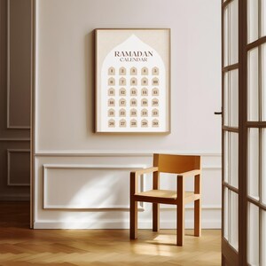 Ramadan Calendar Printable Wall Art - Minimalist Ramadan Countdown ...