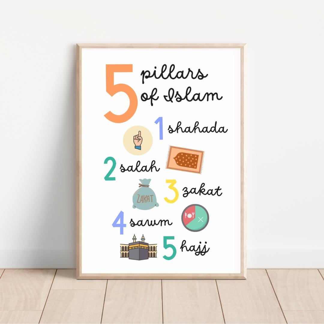 5 Pillars of Islam Educational Poster for Kids | Muslim Digital ...