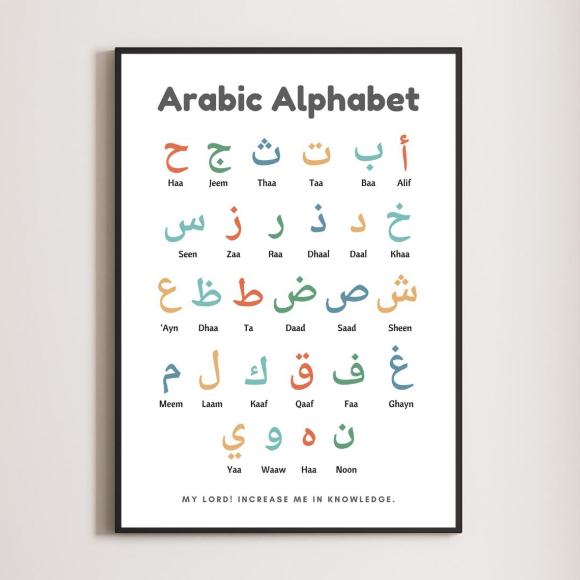 Arabic Alphabet Poster Alif Ba Ta Islamic Wall Art for Kids Islamic ...