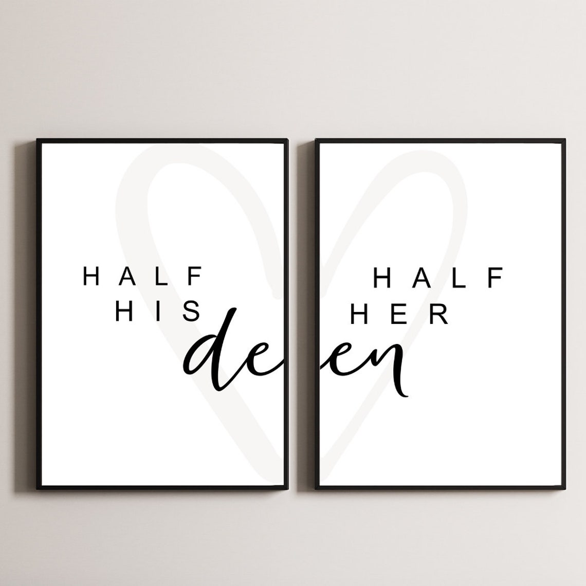 Half His Deen Half Her Deen Islamic Wall Art Modern Muslim Home Decor ...