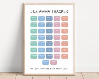 Juz Amma Tracker - Islamic Printable - Quran Memorization Chart - Quran ...