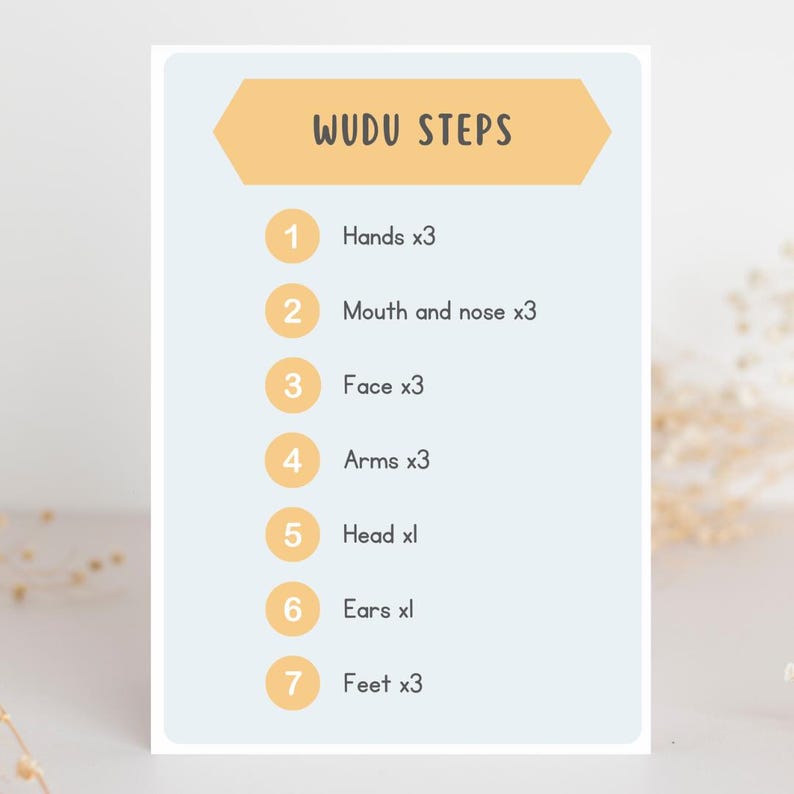 Learn How to Make Wudu Flashcards Printable Step by Step Wudu Guide the ...