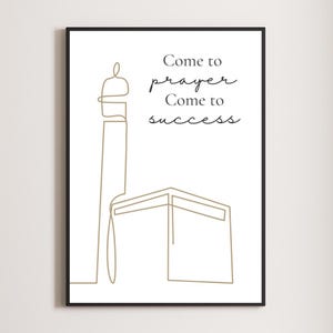 Come to Prayer Athan Islamic Wall Art Minimalist Line Drawing Mosque ...