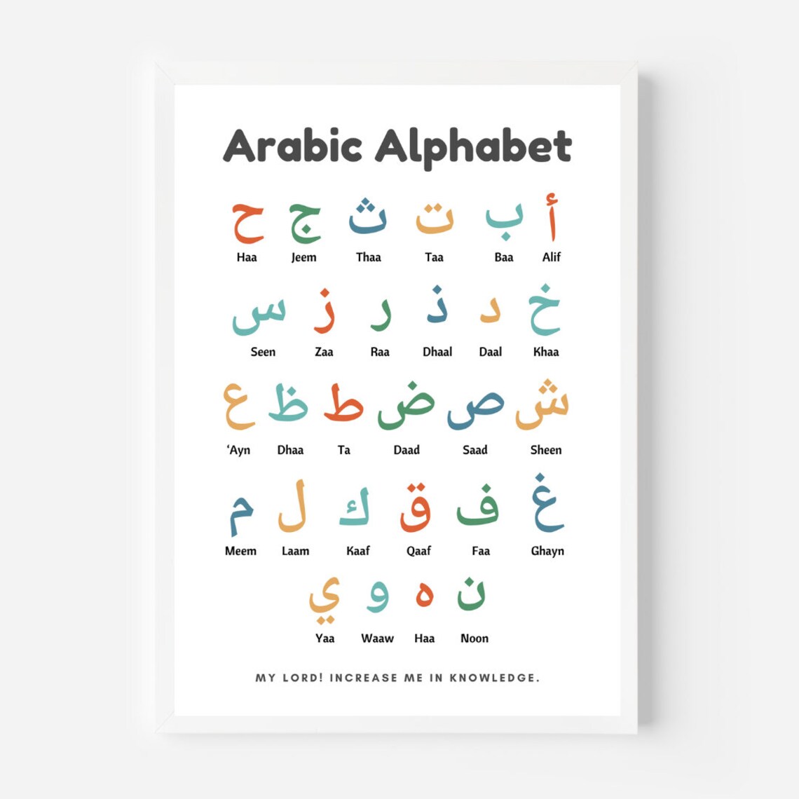 Arabic Alphabet Poster Alif Ba Ta Islamic Wall Art Islamic Poster Kids ...