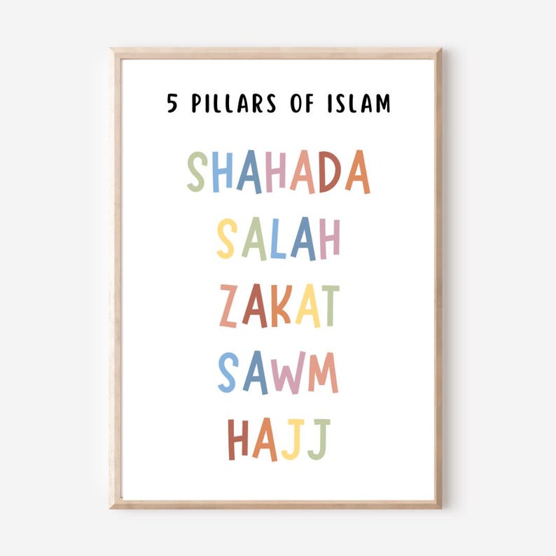 Islamic Educational Kids Bundle Printable Set | 5 Pillars of Islam 5 ...