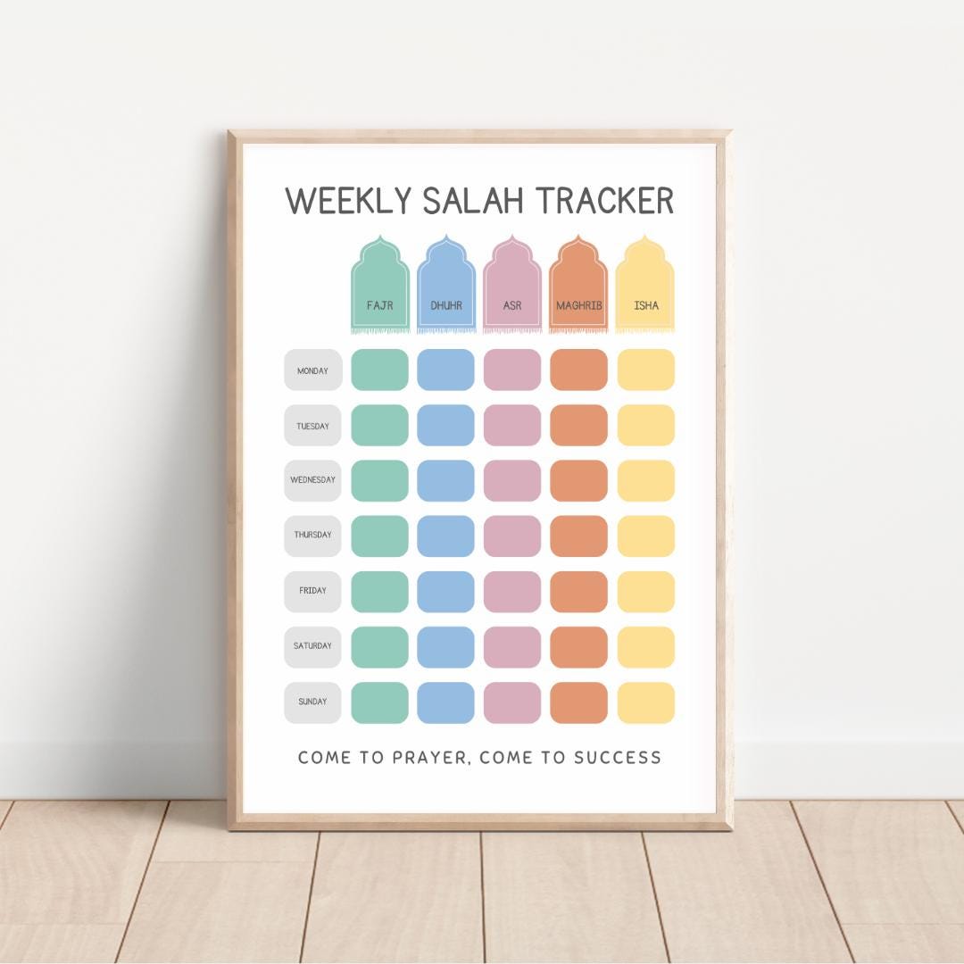 Weekly Salah Tracker Digital Printable Children's Salah Planner ...