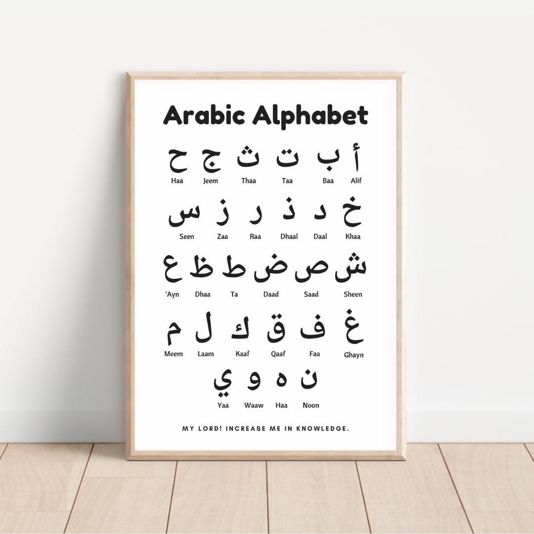 Arabic Alphabet Poster Kids Educational Wall Art Printable Islamic Wall ...