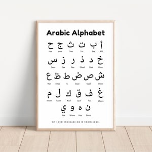 Arabic Alphabet Poster Kids Educational Wall Art Printable Islamic Wall ...