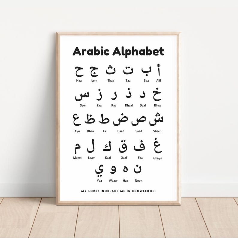 Arabic Alphabet Poster Kids Educational Wall Art Printable Islamic Wall ...