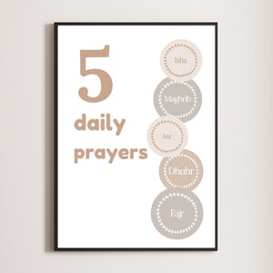 Muslim 5 Daily Prayers Islamic Wall Art Print Five Salahs Islamic ...