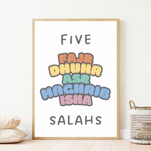 5 Pillars of Islam & 5 Salahs Kids Wall Art Bundle | Minimalist ...