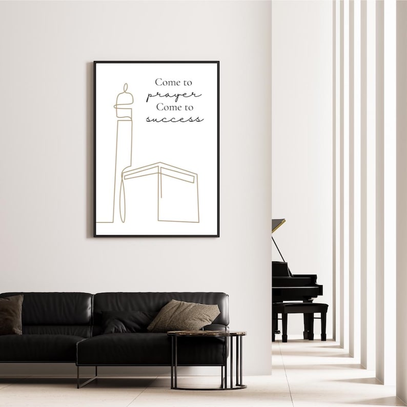 Come to Prayer Adhan Islamic Wall Art Minimalist Line Drawing Mosque ...