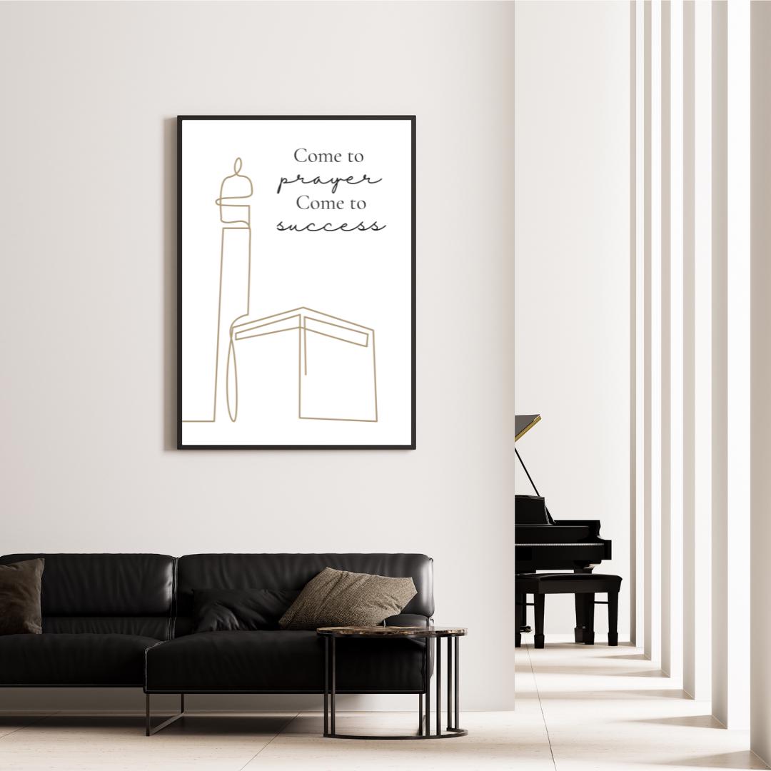 Come to Prayer Adhan Islamic Wall Art Minimalist Line Drawing Mosque ...