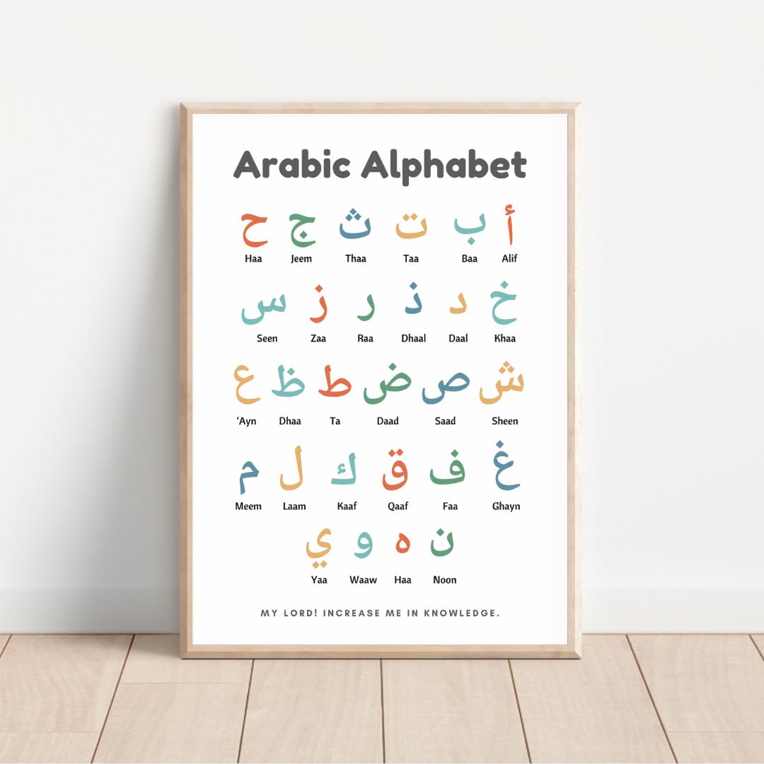 Arabic Alphabet Poster Alif Ba Ta Islamic Wall Art for Kids Islamic ...