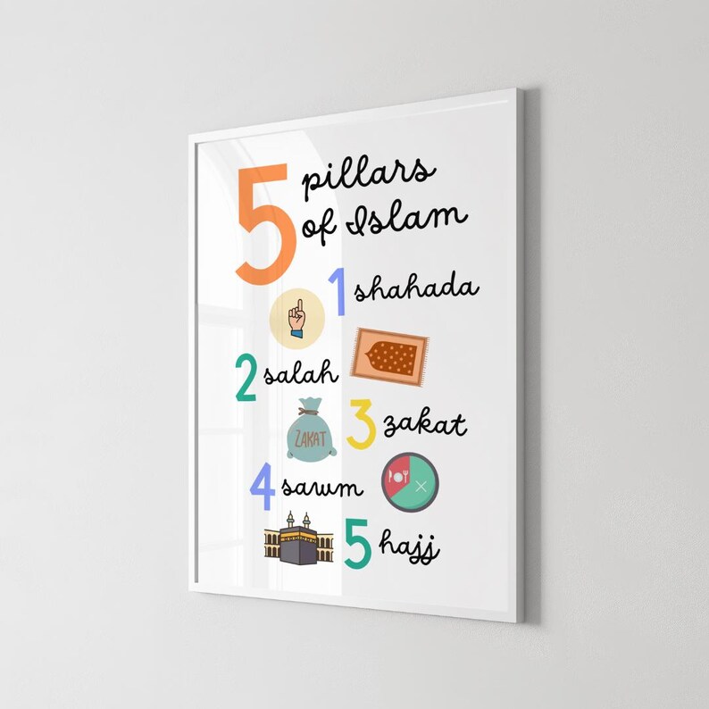 5 Pillars of Islam Educational Poster for Kids | Muslim Digital ...