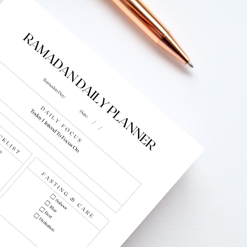 Ramadan Daily Planner Printable One Page Ibadah Checklist Quran Dua ...