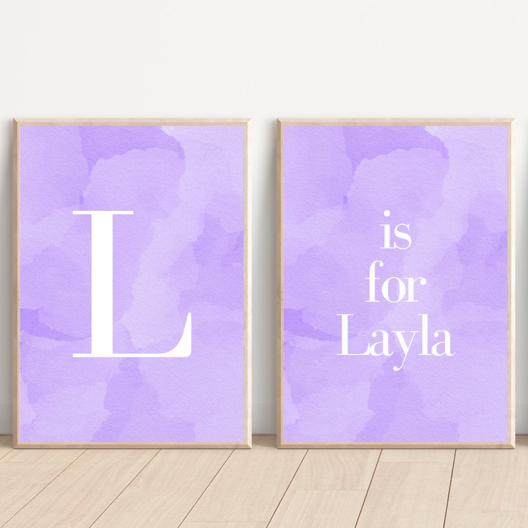 Custom Name Wall Art Set Initial Print Printable Name Sign ...