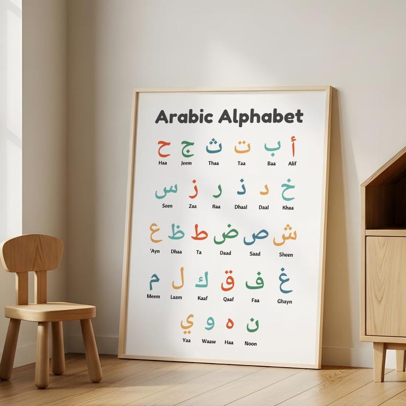 Arabic Alphabet Poster Kids Educational Wall Art Printable Islamic Wall ...