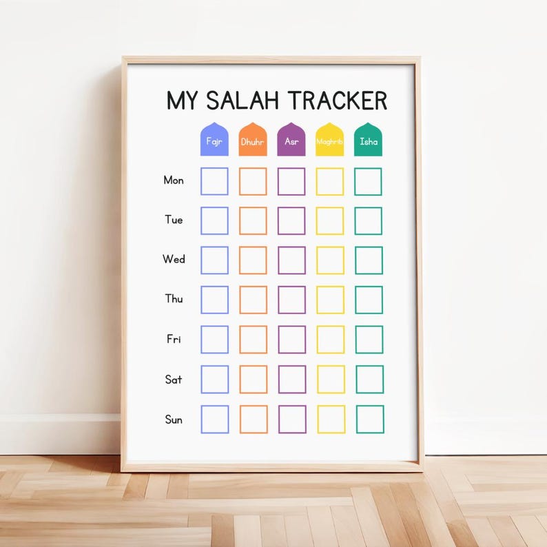 Salah Tracker Islamic Kids Printable Weekly Prayer Tracker Muslim ...