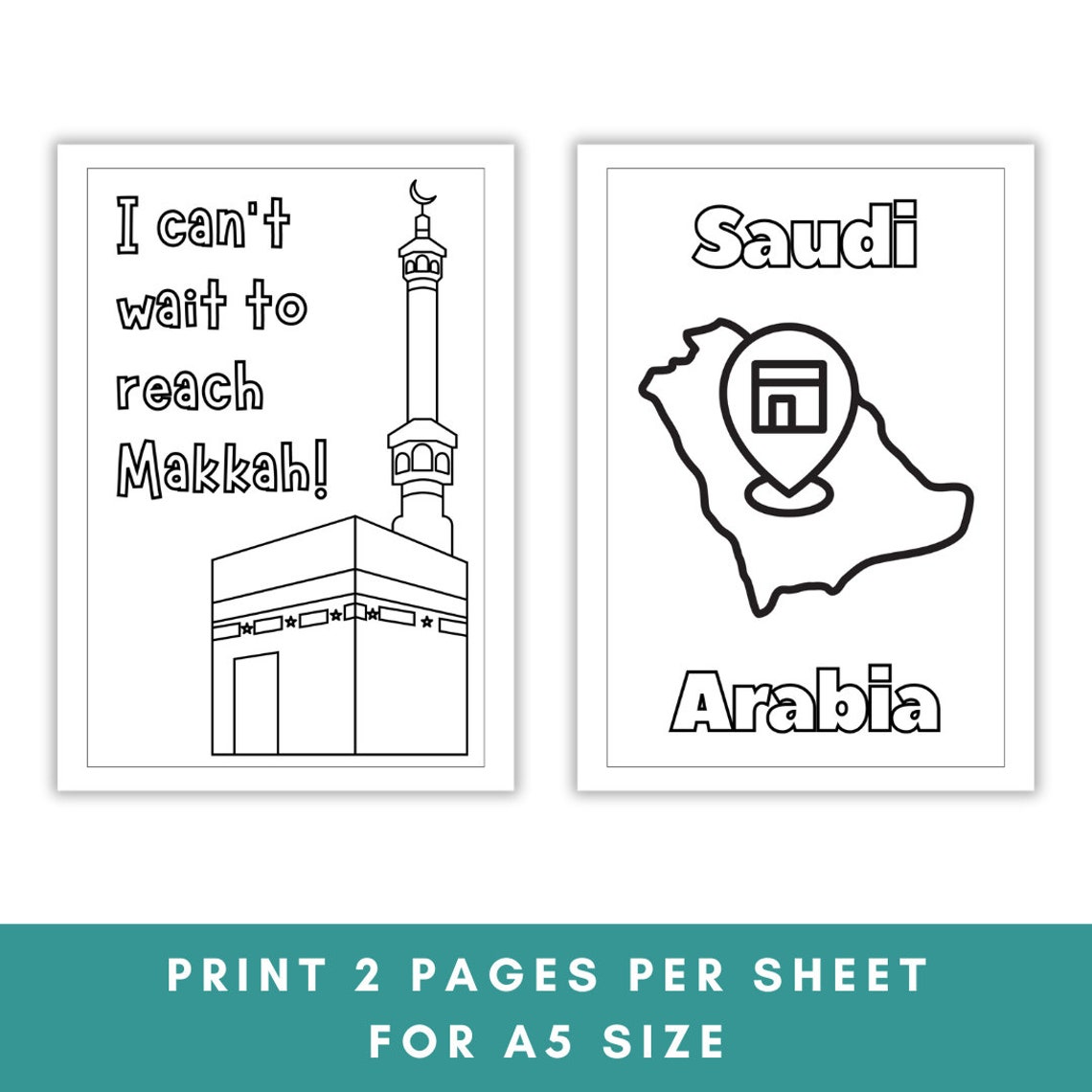 Kids Hajj and Umrah Coloring Book Printable Umrah Printable, Hajj ...