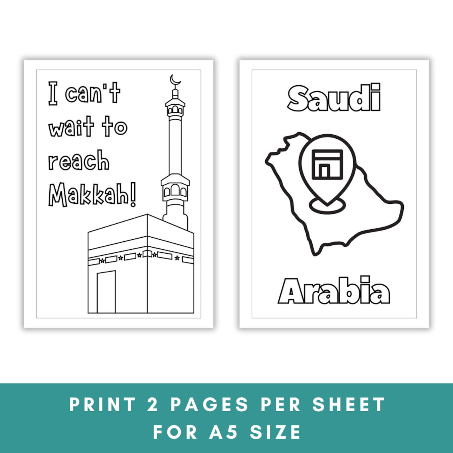 Kids Hajj and Umrah Coloring Book Printable Umrah Printable, Hajj ...