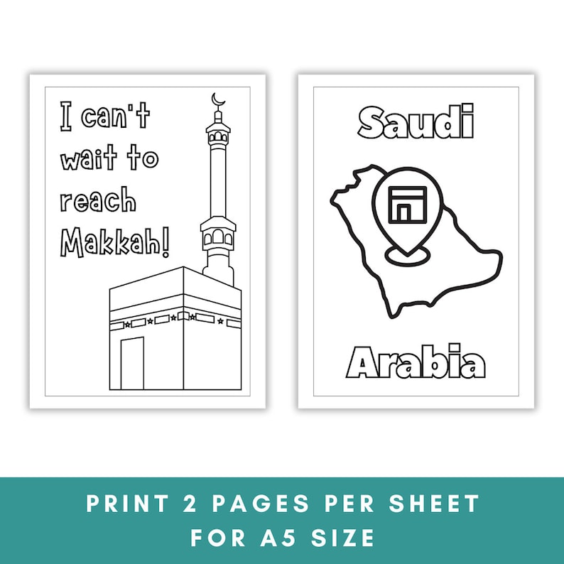 Kids Hajj and Umrah Coloring Book Printable Umrah Printable, Hajj ...
