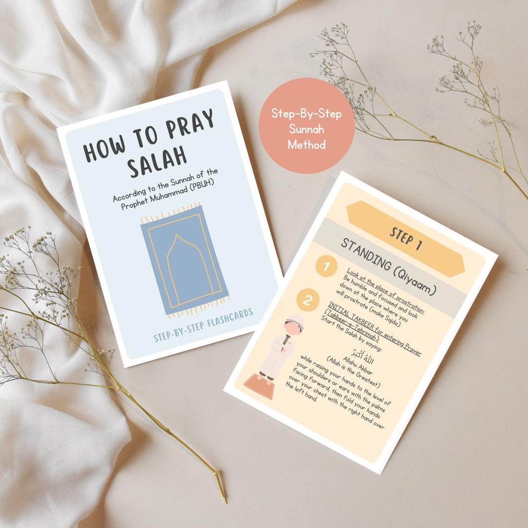 Learn How to Pray Salah Flashcards Printable Step by Step Salah Guide ...