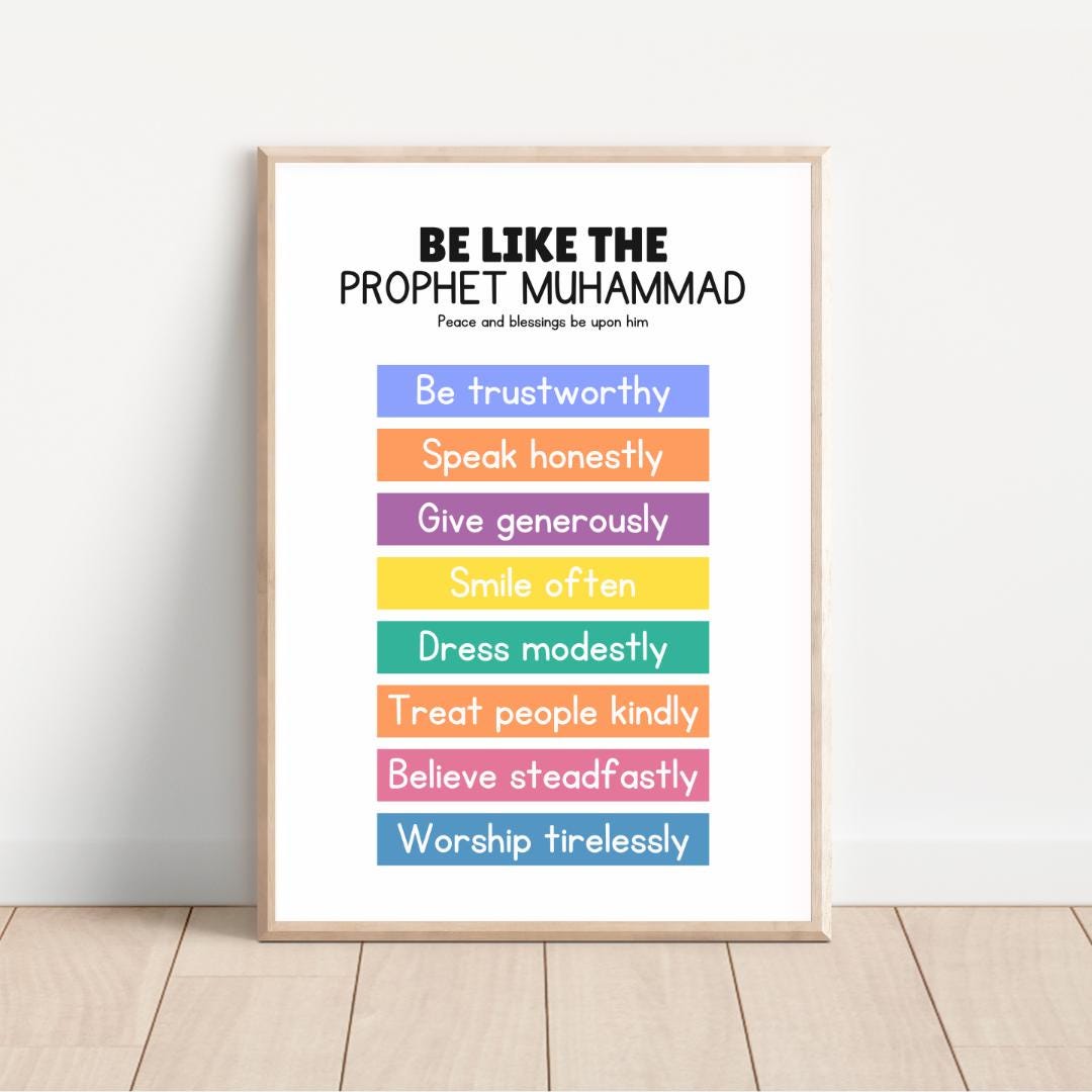 Be Like the Prophet Muhammad Kids Islamic Wall Art Kids Room Decor ...