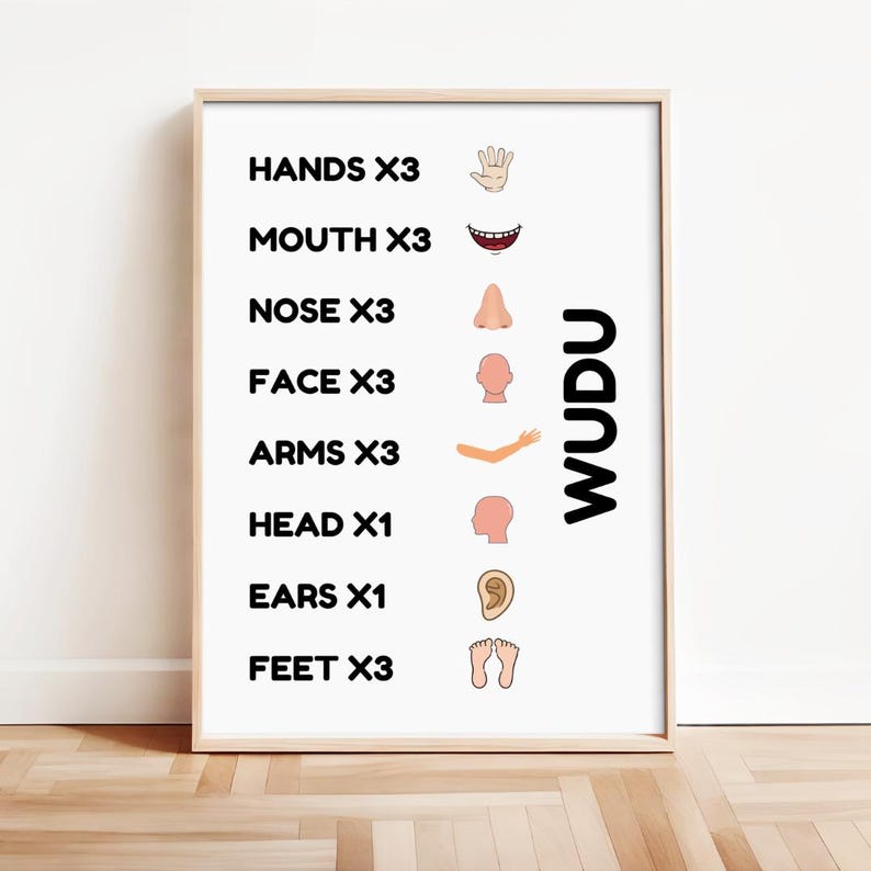 Wudu Steps for Kids Islamic Ablution Chart Muslim Bathroom Poster ...