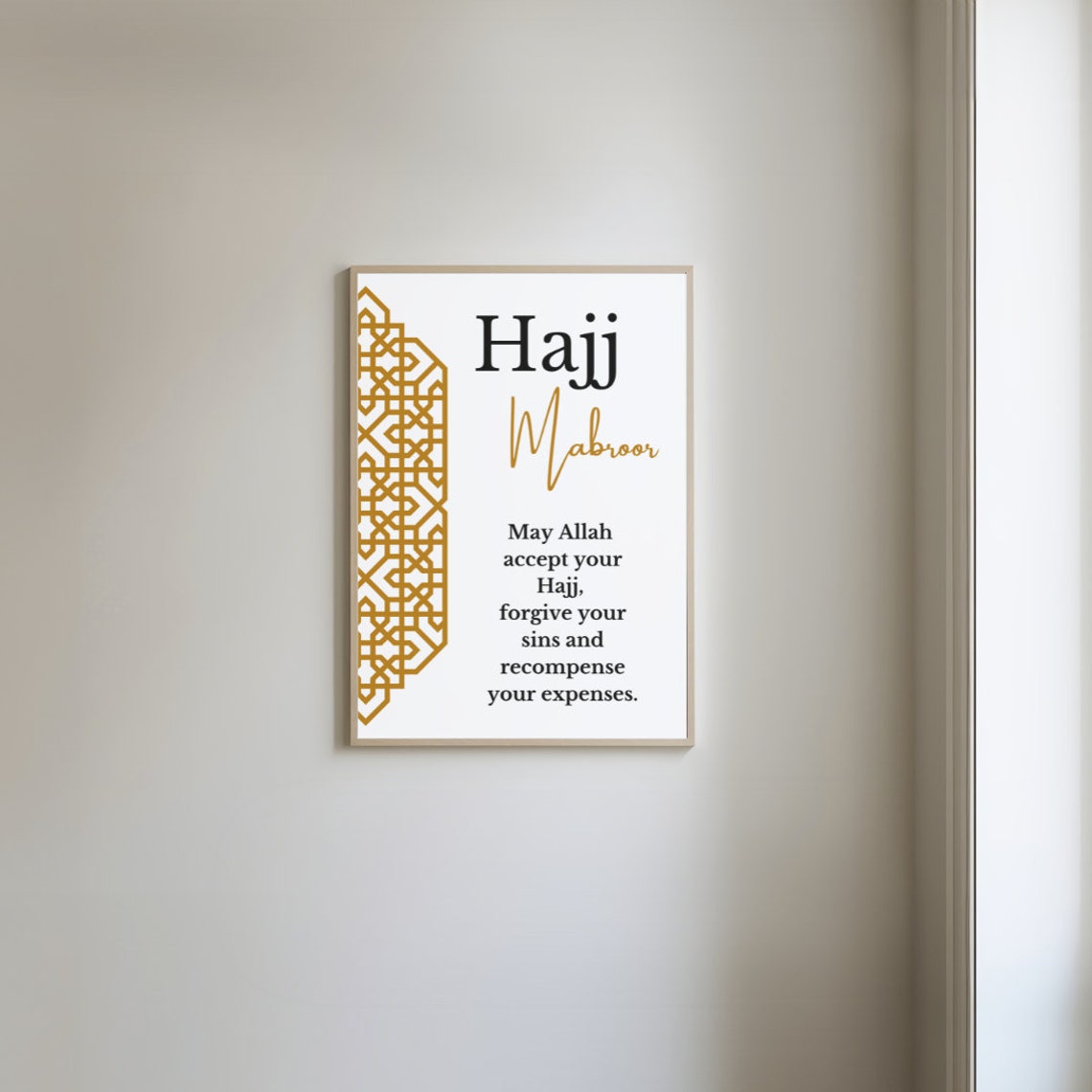 Hajj Mabroor Card Printable Hajj Mubarak Decoration Islamic Wall Art ...