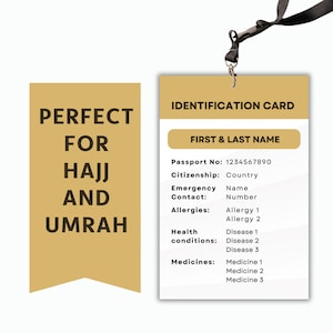 Travel ID Card for Umrah and Hajj Printable - Hajj Card, Umrah Flash ...
