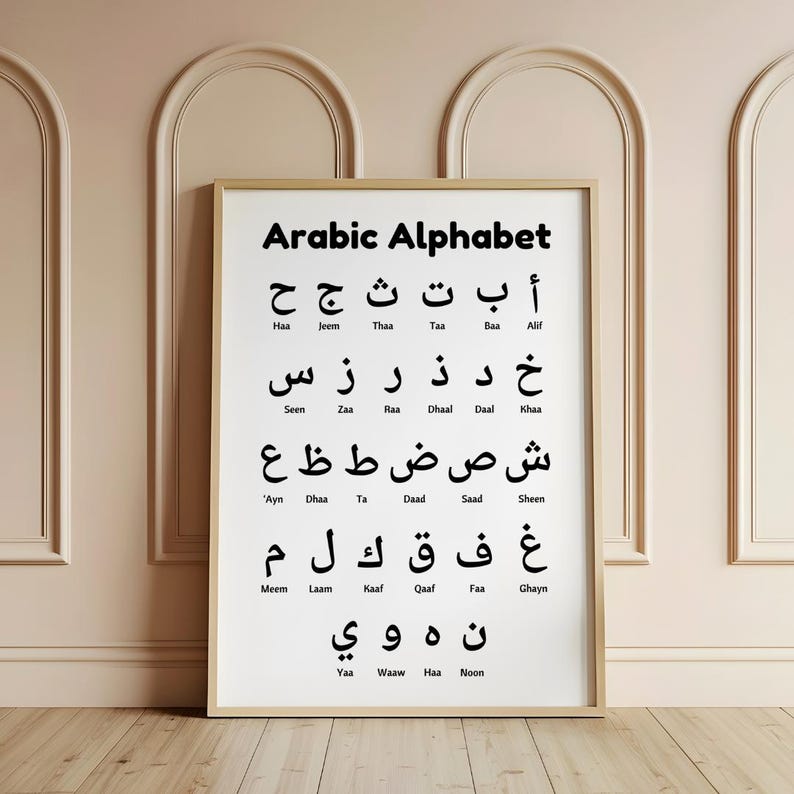 Arabic Alphabet Chart Islamic Kids Learning Printable Arabic Letters ...