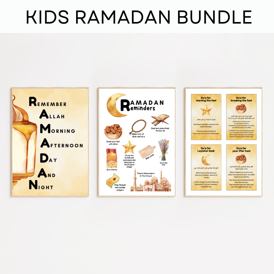 Kids Ramadan Bundle, Kids Ramadan Posters, Ramadan Print, Islamic Wall ...