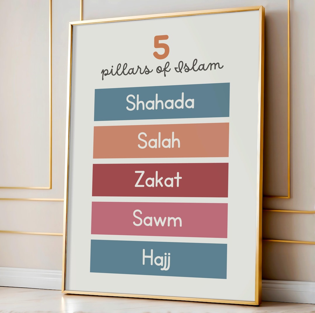 5 Pillars of Islam Poster Islamic Studies Printable Muslim Kids Wall ...