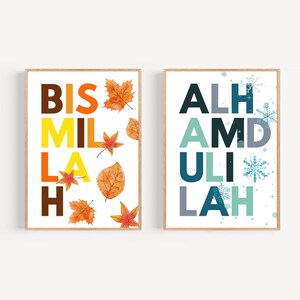 Bismillah and Alhamdulillah Kids Digital Printable Set | Winter & Fall ...