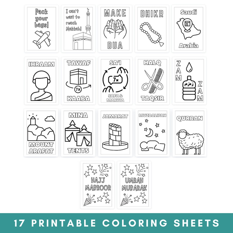 Kids Hajj and Umrah Coloring Book Printable - Umrah Printable, Hajj ...