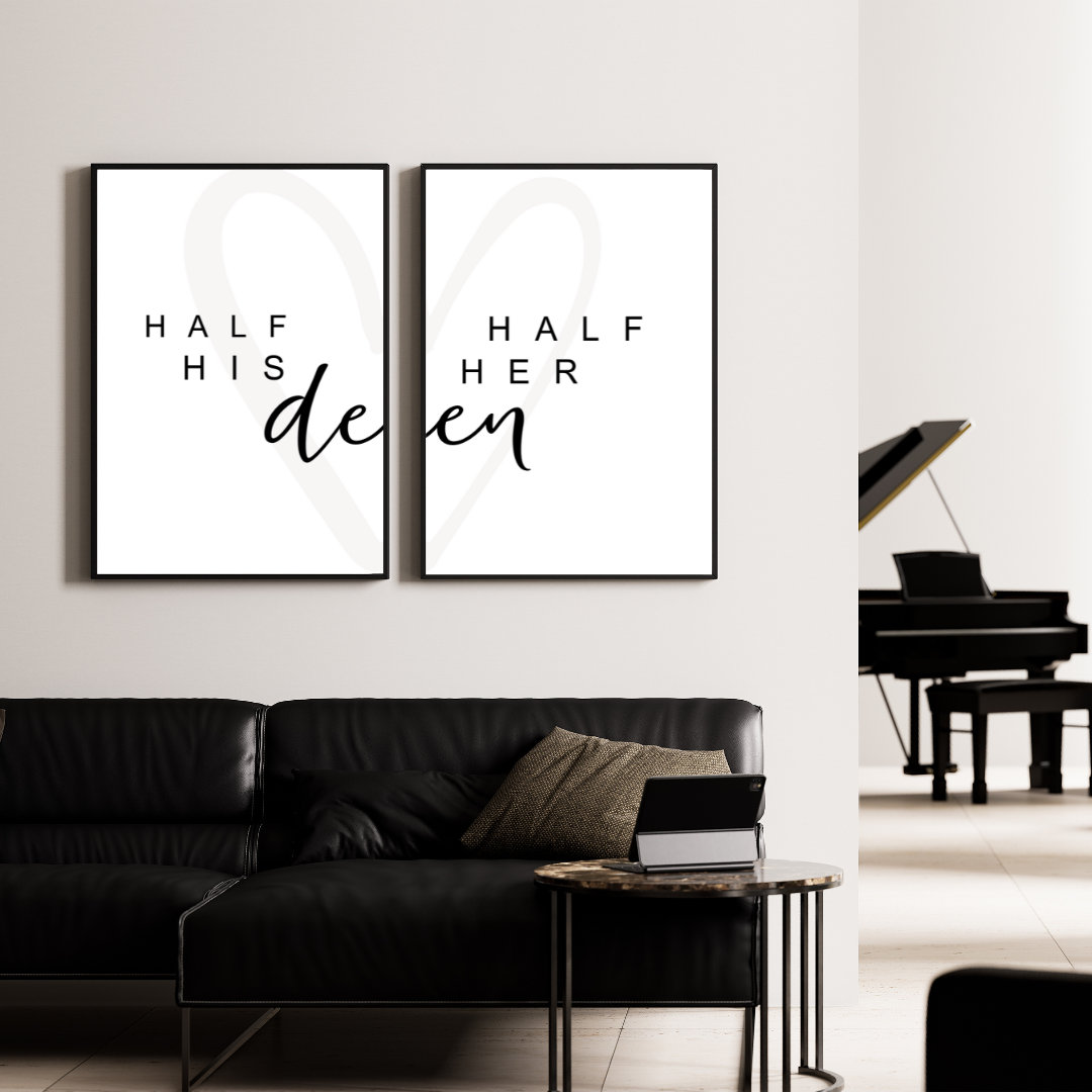Half His Deen Half Her Deen Islamic Wall Art Modern Muslim Home Decor ...