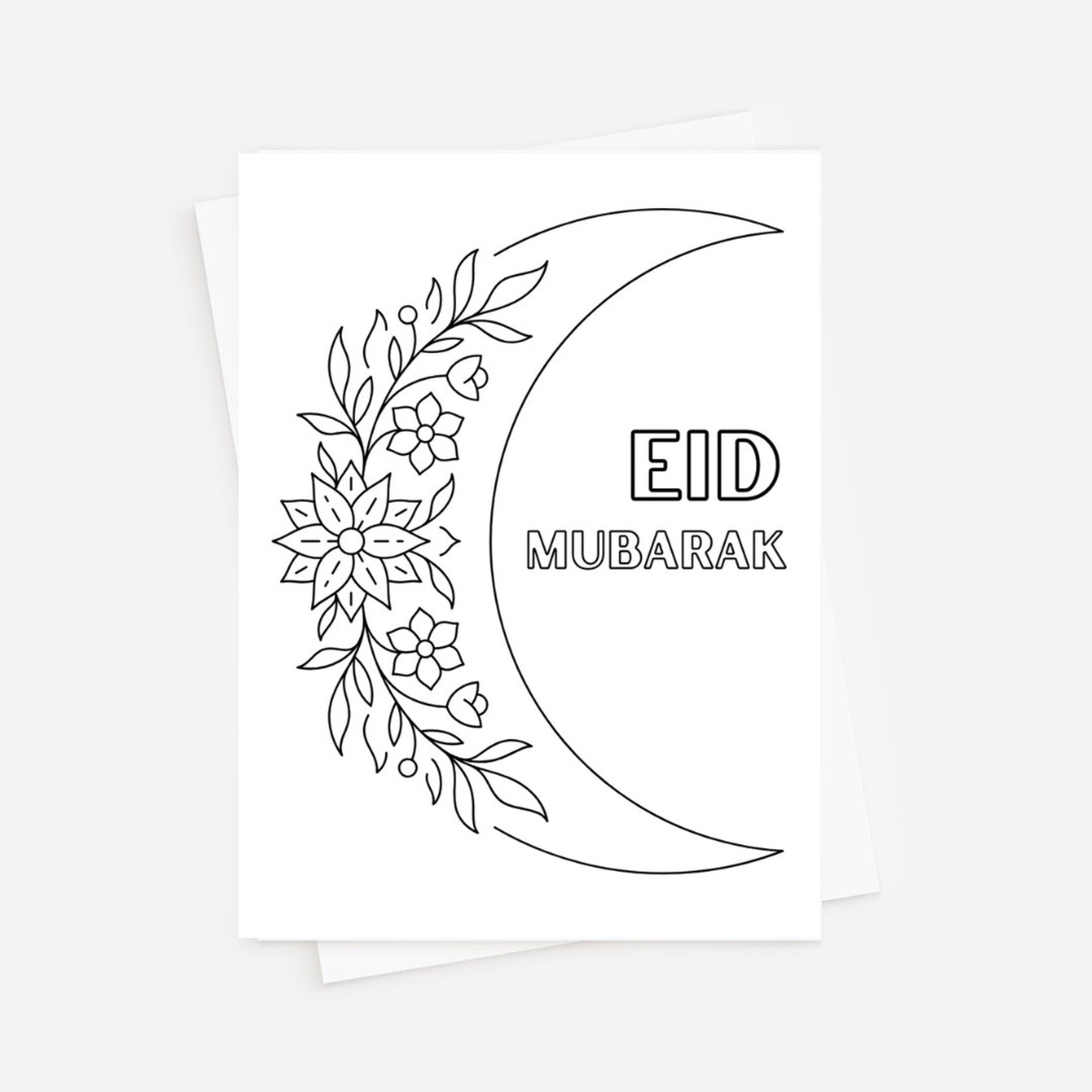 Eid Coloring Cards for Kids Eid Card Printable, DIY Eid Mubarak Card ...