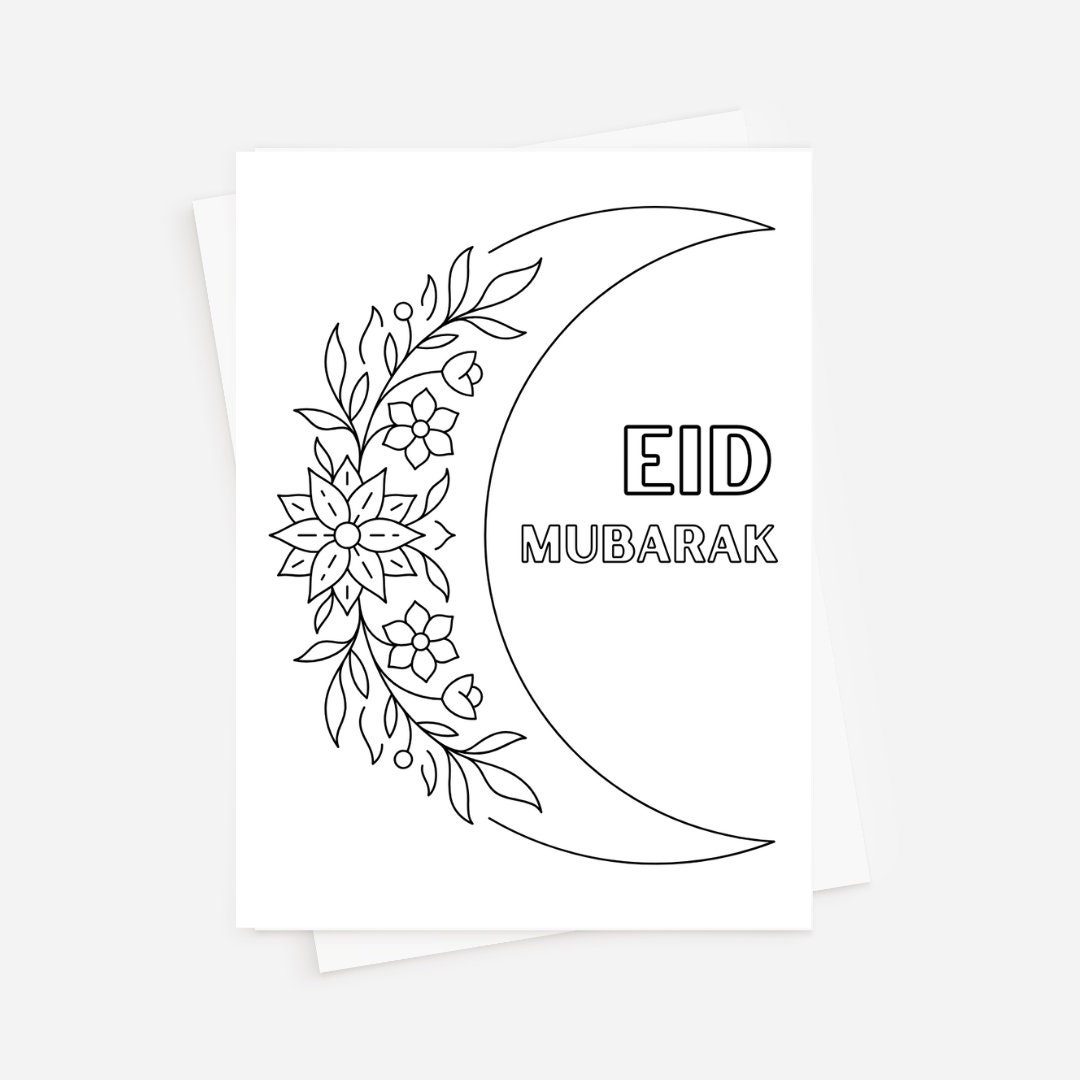 Eid Coloring Cards for Kids Eid Card Printable, DIY Eid Mubarak Card ...