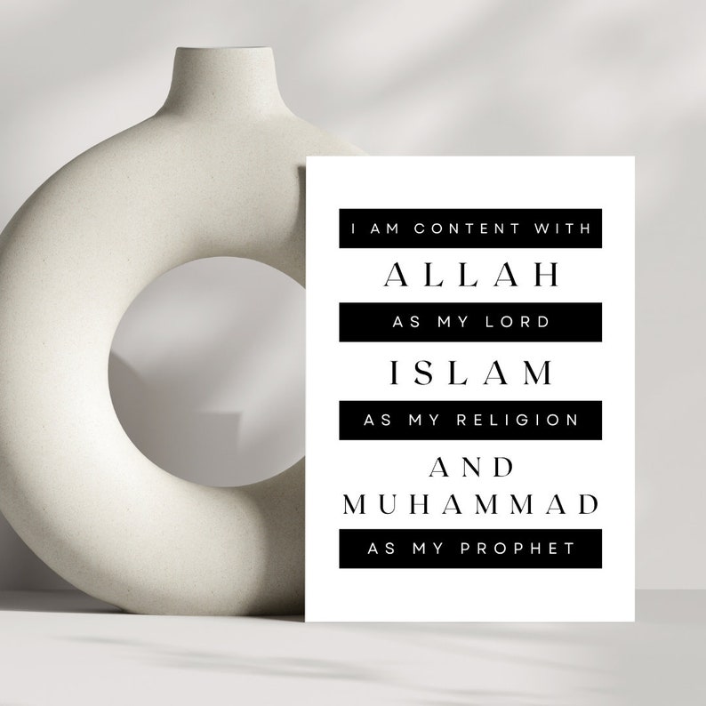Dua Minimal Islamic Wall Art I Am Content With Allah Doa Raditu Billahi ...