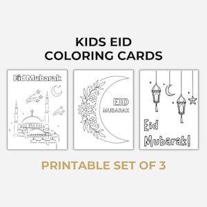 Eid Coloring Cards for Kids - Eid Card Printable, DIY Eid Mubarak Card ...