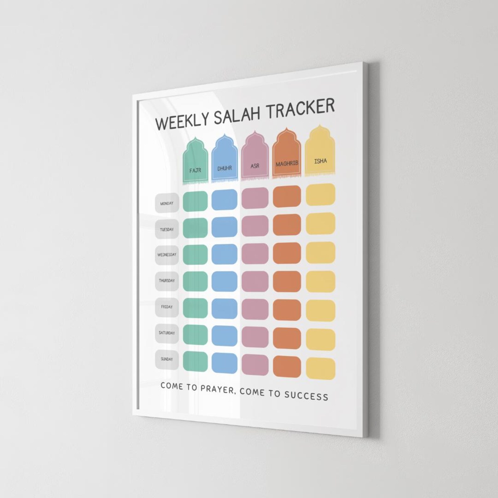 Weekly Salah Tracker Islamic Wall Art Prayer Tracker Printable Muslim ...